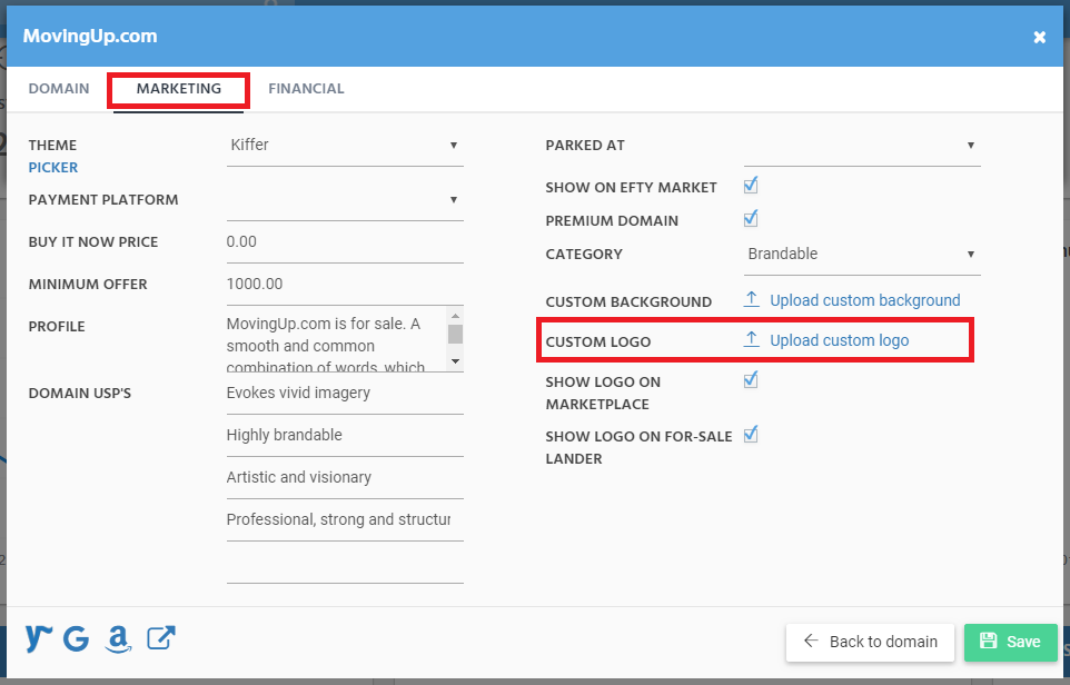 How to upload logos for your domain(s). – Efty Blog