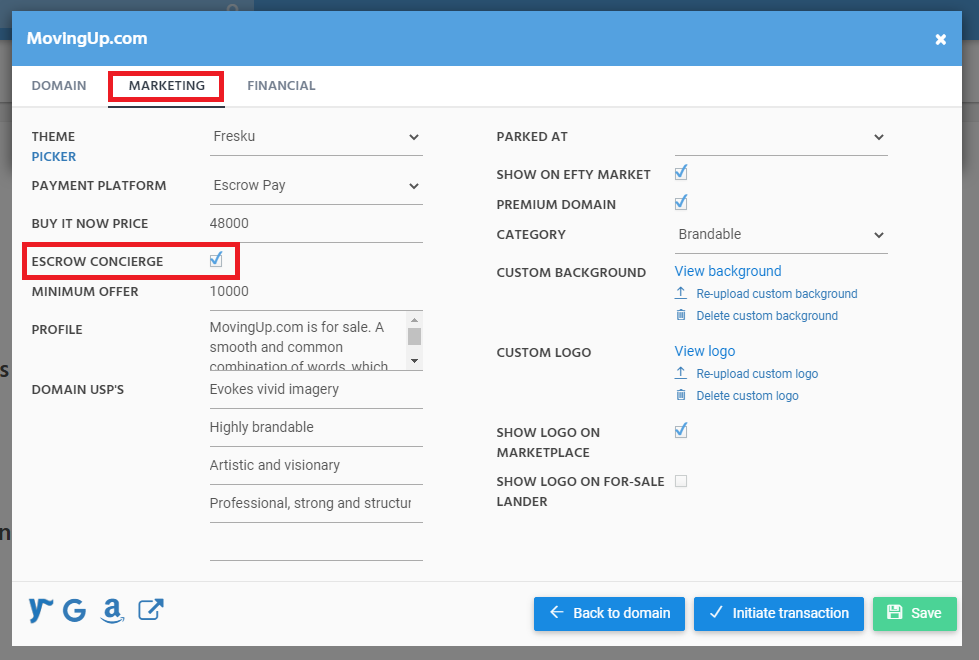 Send domains to escrow from within Efty, with optional Domain Concierge Service. – Efty Blog